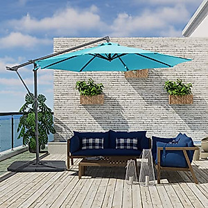 BPS Patio 10FT Off-set Hanging Umbrella Aluminum Cantilever Umbrella,Waterproof UV Protection Outdoor Umbrella with Ventilation for Backyard/Garden