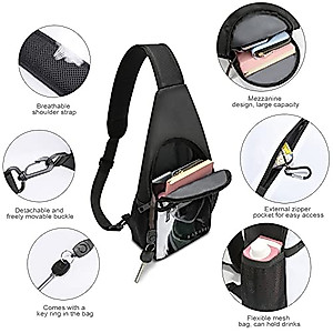 Small Sling Crossbody Bag Anime Printing Multifunction Chest Shoulder Bag Waterproof Hiking Travel Bag with Adjustable Strap for Women Men (Black)