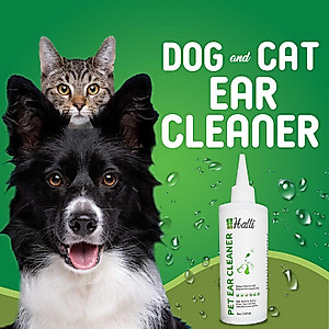 HALLI Jamaican Inspired Plant-Based Dog Ear Cleaner with Coconut Oil and Aloe Vera - Wax-Dissolving, Gentle Formula, Mild Scent - Large 8 oz Bottle