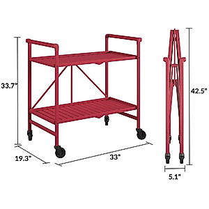 Cosco Indoor/Outdoor Serving Cart, Folding, Ruby Red