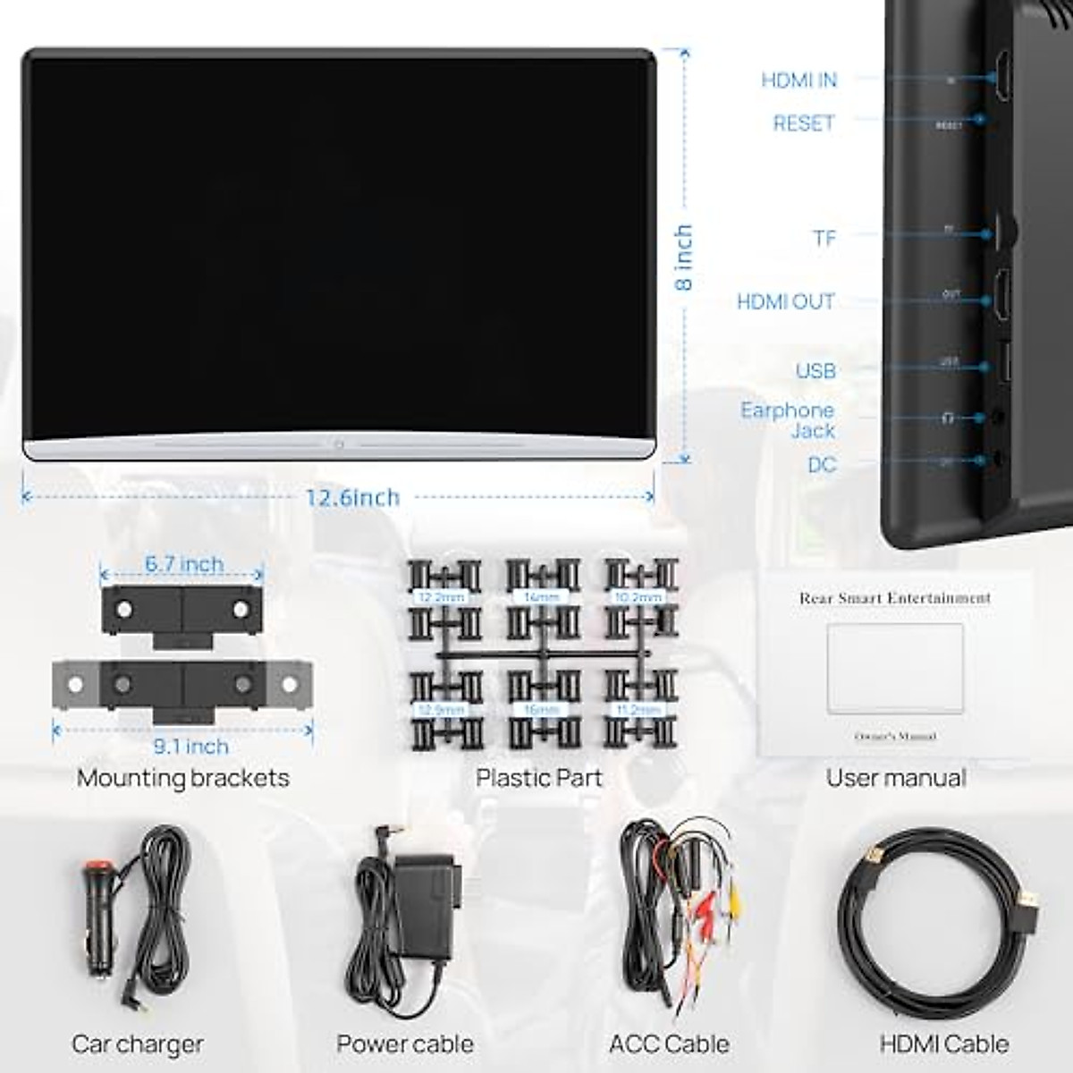 13.3" Upgrade Android 11 Car Headrest Video Players with 2.4G/5G Dual Brand WiFi, Dual Rear Seat TV Monitors Can Sync Screens, IPS Touch Screen 4K Tablets, HDMI Out/in Bluetooth FM USB-2G+32G