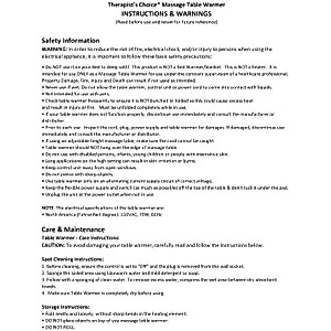 Deluxe Fleece Massage Table Warmer, w/ 12 Foot Power Cord. for Use with Massage Tables Only, Do Not Use as a Bed Blanket Warmer. Note it Does NOT GET HOT! Maximum Temperature is About 88 Degrees F