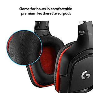 Logitech G332 Wired Gaming Headset, Rotating Leatherette Ear Cups, 3.5 mm Audio Jack, Flip-to-Mute Mic, Lightweight for PC,Xbox One,Xbox Series X|S,PS5,PS4,Nintendo Switch, Black