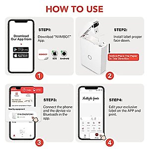 Slofen Label Makers Machine with Tape,Bluetooth Portable Label Maker Printer Multiple Templates Available,Rechargeable for Home Office Organization, Compatible with iOS/Android
