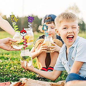 28Pcs Game Party Favors Reusable Drinking Straws, 14 Designs Cartoon Birthday Party Supplies