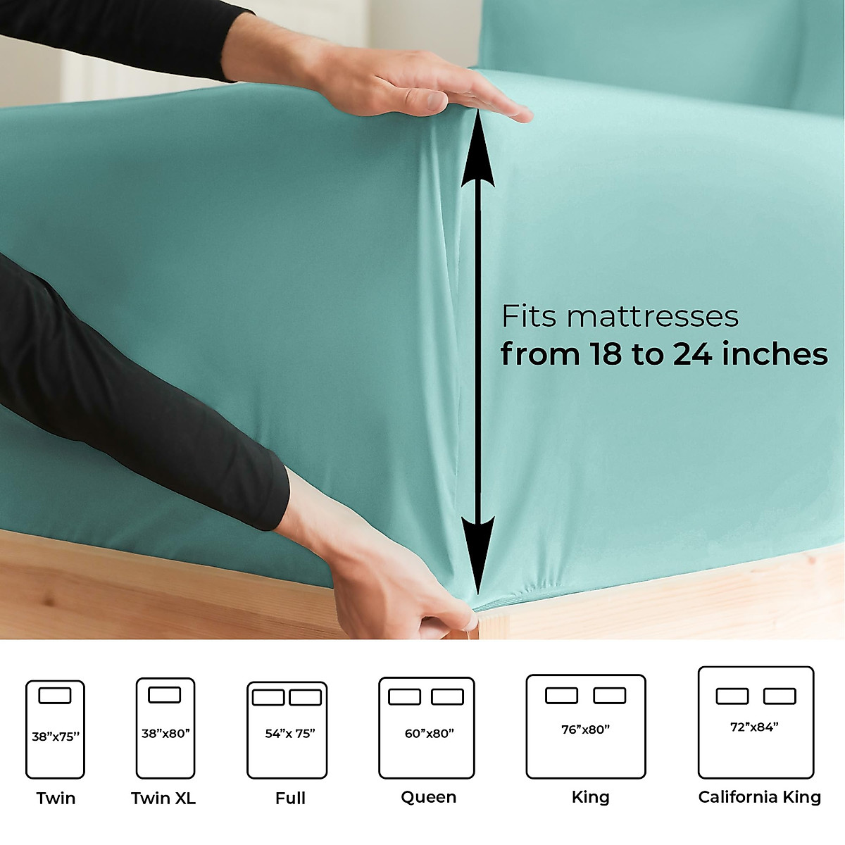 Extra Deep Twin XL Sheet Set - 4 Piece Breathable & Cooling Sheets - Hotel Luxury Bed Sheets Set - Easy Fit - Soft, Wrinkle Free & Comfy Sheets Set - Spa Blue Sheet Set w/Extra Deep Pockets