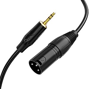 CableCreation 3.5mm to XLR 2 Pack, 6 Feet 3.5mm (1/8 Inch) TRS Stereo Male to XLR Male Cable Compatible with iPhone, iPod, Tablet, Laptop and More, Black
