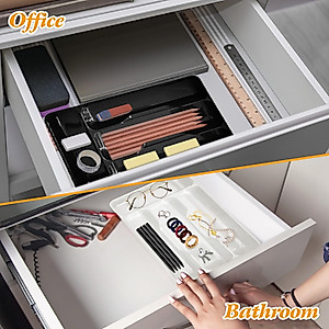 Milageto Cutlery Tray Multifunction Fittings with 4 Compartments Organizer Cutlery Storage Box for Flatware Silverware Stationery Kitchen Drawer , White