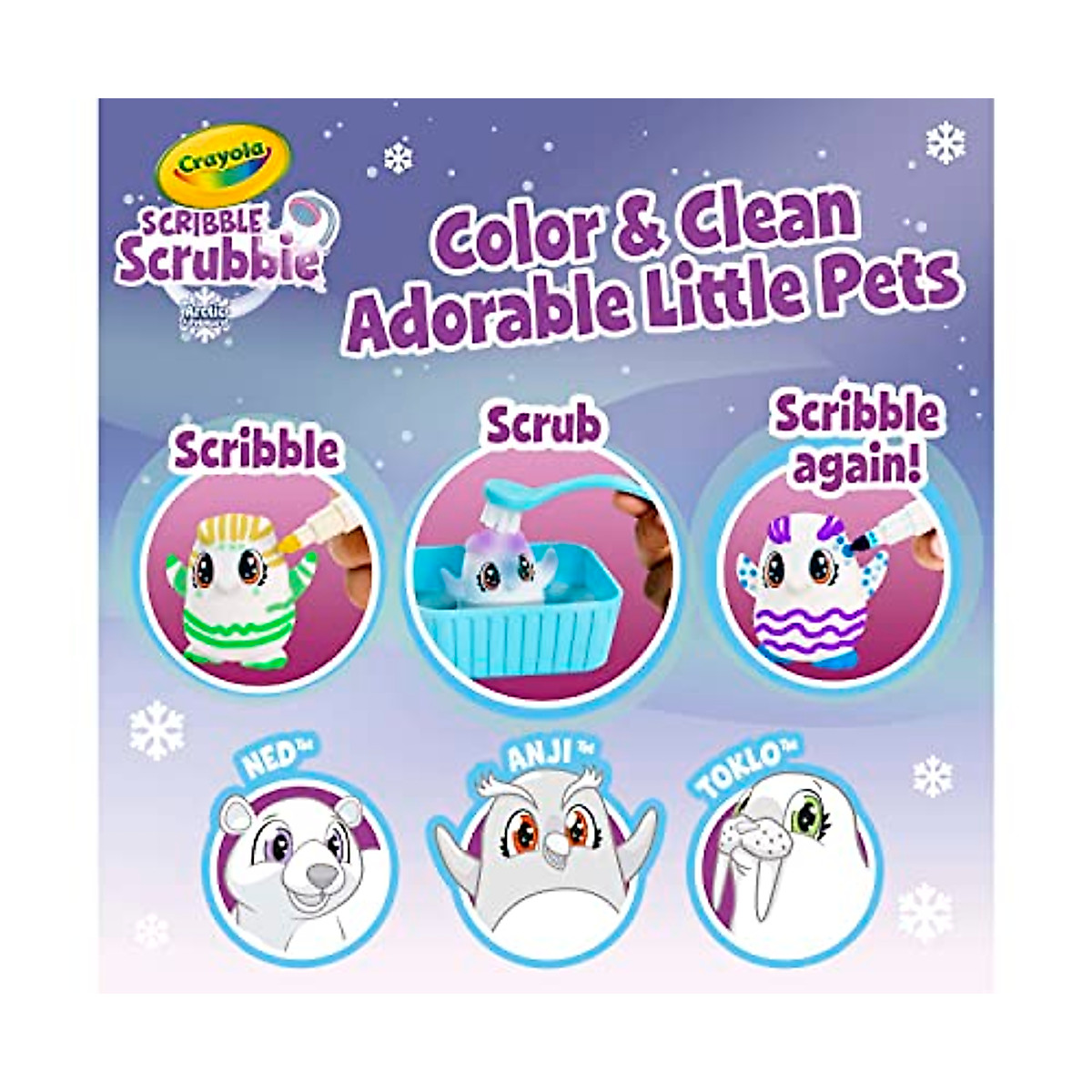 Crayola Scribble Scrubbie Pets Arctic Snow Explorer, Color & Wash Creative Toy, Gift for Kids, Age 3, 4, 5, 6