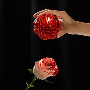 4 Pcs Low Temperature Candles Red Rose Flower Shaped Scented Candles Low Heat Romantic Wax Play Candles for Lovers Couples Wedding