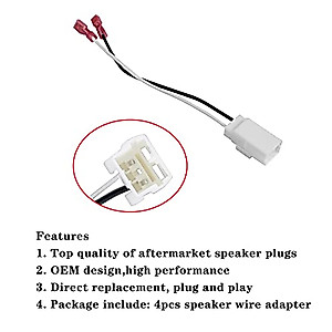 4 Pack Speaker Harness for Jeep Dodge Chrysler Models Front Rear Door Speaker Wiring Harness Adapter 72-6514 - Door Speaker Replacement Speaker Wire Harness