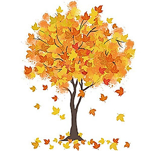 Tree Wall Stickers,Leaf Wall Stickers Fall Maple Leaf Stickers Felt Fall Tree Decals Autumn Maple Leaf Decors Window Sticker Wall Decals for Kids Bedroom Living Room Nursery Rooms