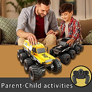 KB KAIBO 8WD Amphibious Monster Truck, 2.4G Off road Waterproof 1:12 Big Remote Control Car for boys, All Terrain RC Cars Toys for 7 8 9 10 11 12 Year Old Boys/girls, Gift Birthday Christmas-Yellow