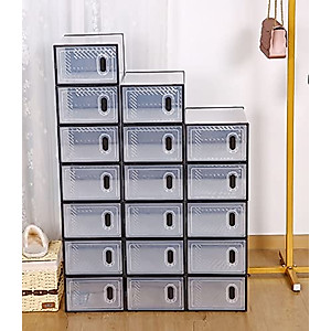 18 Pack Shoe Storage Boxes, Clear Plastic Stackable Shoe Boxes with Lids, Shoe Organizer Boxes for Closet,Space Saving Shoe Holder Sneaker Display Case, Shoe Containers Bins Boot Sneaker Storage Box