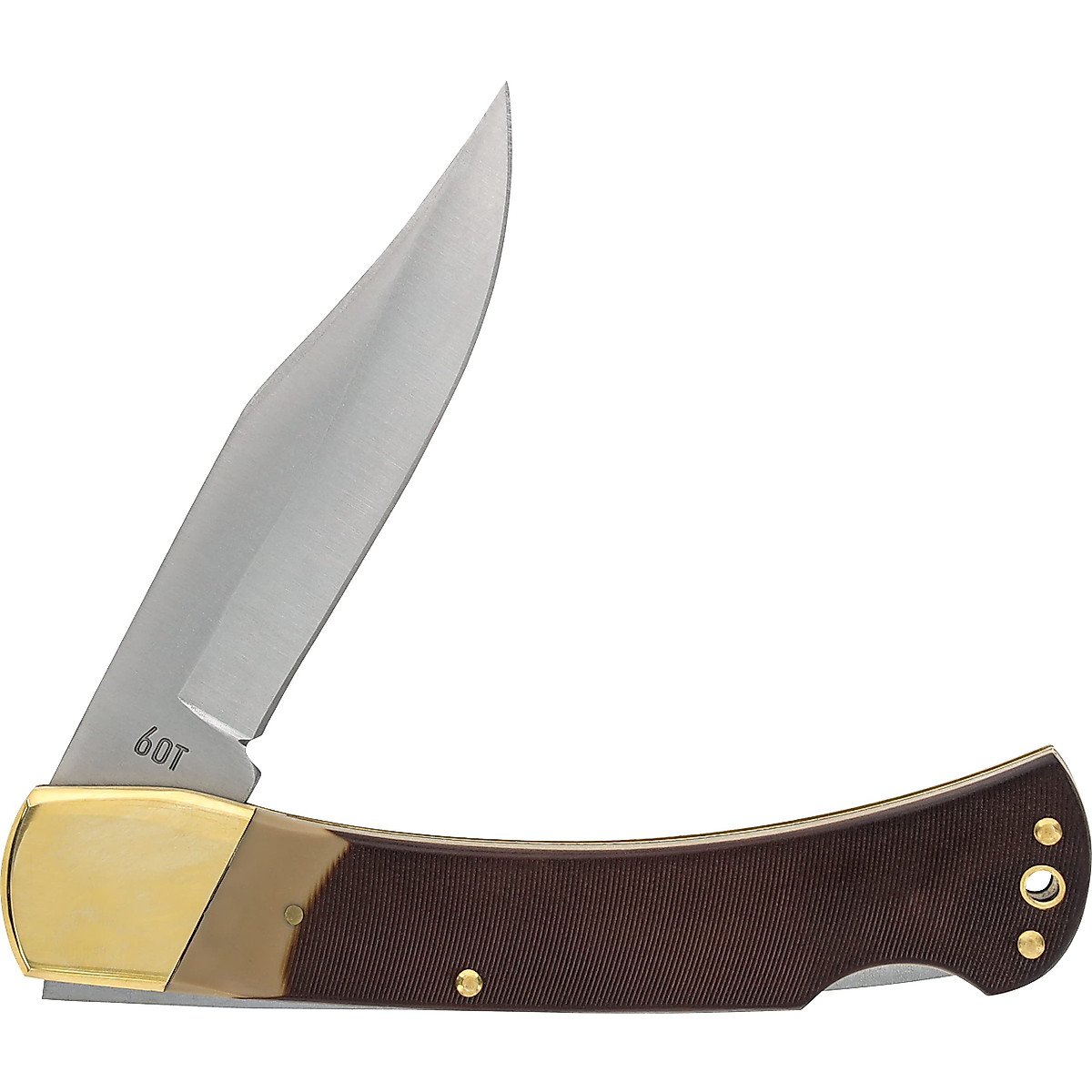 Old Timer 6OT Golden Bear Traditional Lockback Pocket Knife with 3.9in High Carbon Stainless Steel Clip Point Blade, Sawcut Handle, and Lanyard Hole for Hunting, Whittling, Camping, EDC, and Outdoors
