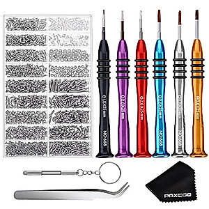 Paxcoo Eyeglass Repair Kit with 6 Pcs Magnetic Screwdrivers and Glass Screw for Glasses, Eye Glass, Sunglass Repair