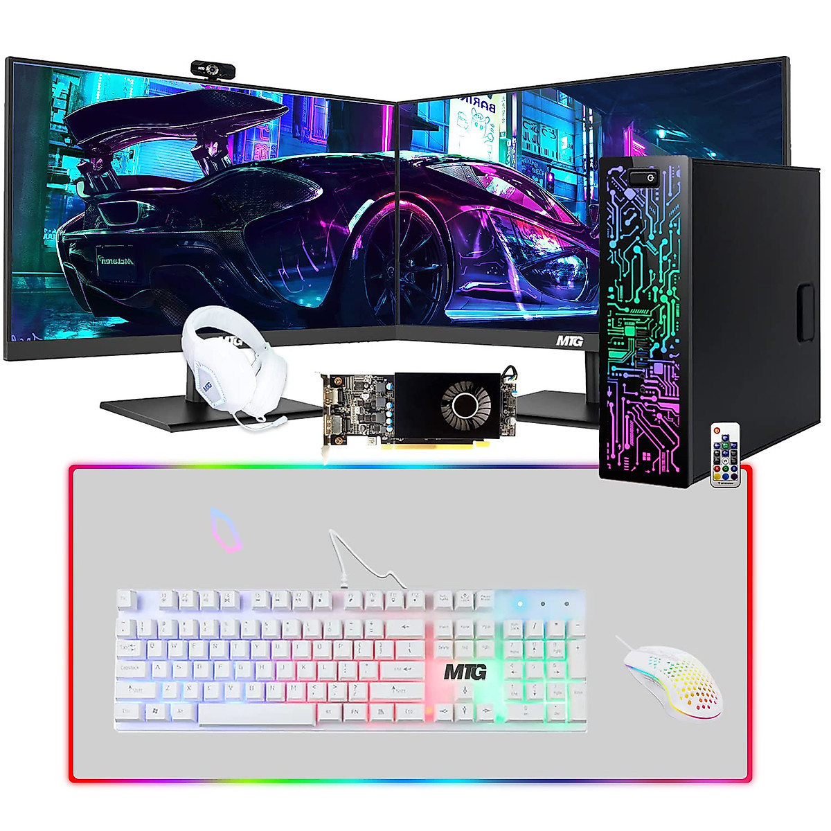 Gaming Desktop PC, Intel Core i5 6th Gen, TechMagnet Zeus, AMD RX 550 Graphics, 32GB RAM, 1TB SSD + 2TB HDD, MTG New 27 Inch Dual Monitor, Gaming Kit Webcam, Win 10 Pro (Renewed)