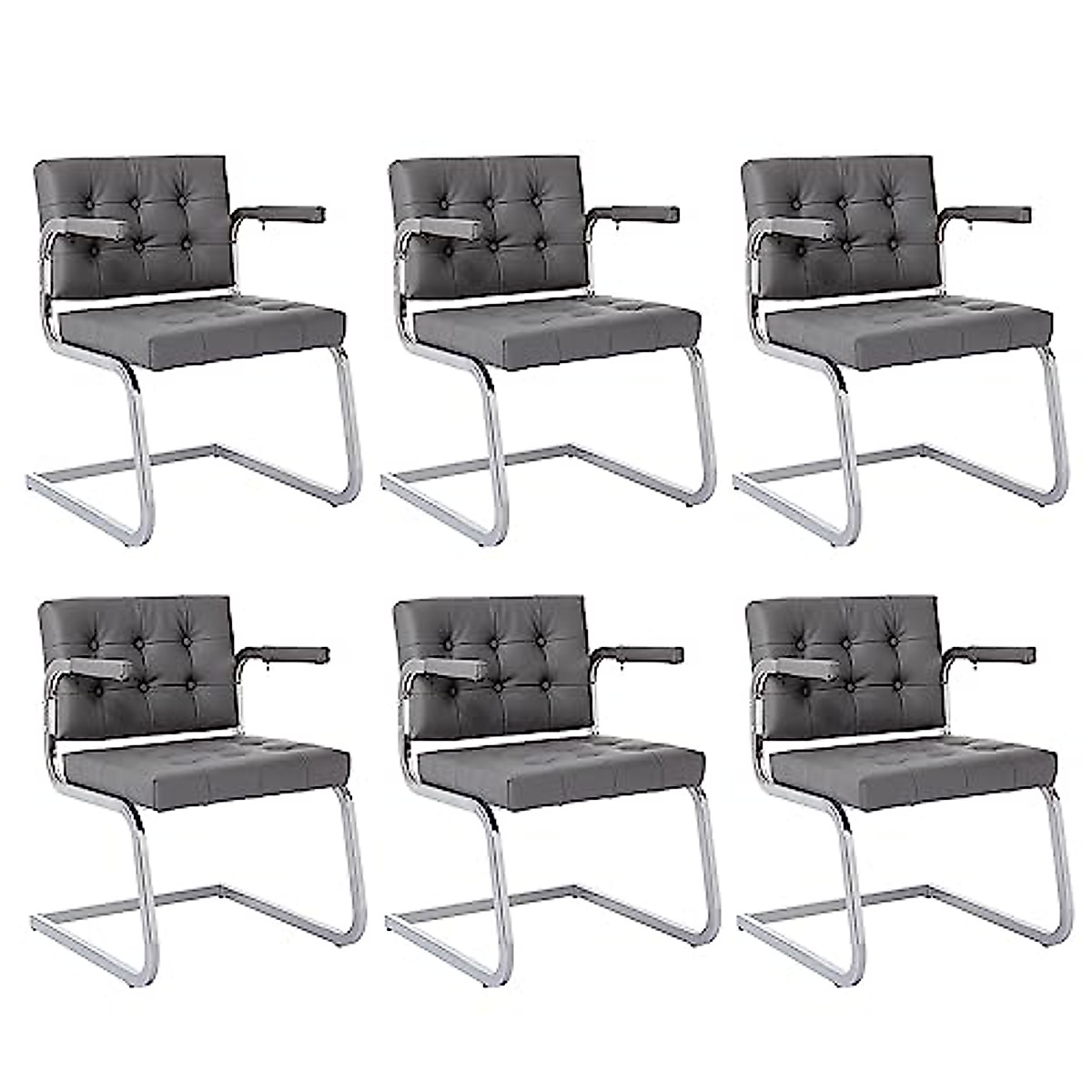 Okeysen Conference Room Chairs Set of 6, 6 Pack Office Guest Chairs & Reception Chairs, Waiting Room Chairs with Sled Base, Modern Leather Office Desk Chair no Wheels.