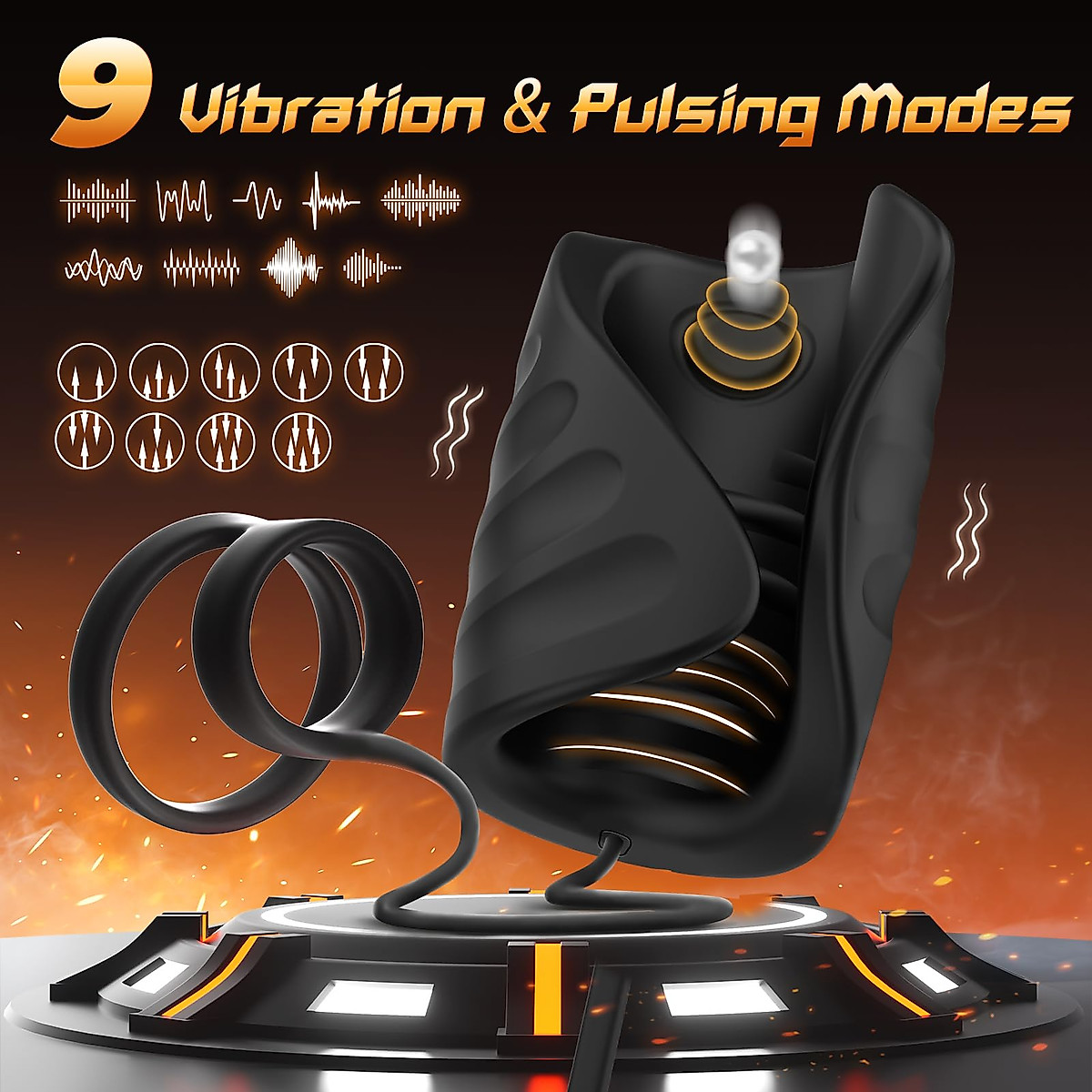 Male Sex Toys for Men Vibrator, 9 Vibrating Stretchy Male Masturbator with 2 Cock Penis Ring, APP & Remote Control, Penis Trainer Sex Machine Vibrators for Men Couple, Adult Sex Toys & Games Stroker