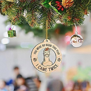 Funny Christmas Ornaments, Funny Wooden Penis Christmas Tree Ornament, Hanging for Car Pendant Mirror, Gag Rearview Gift for