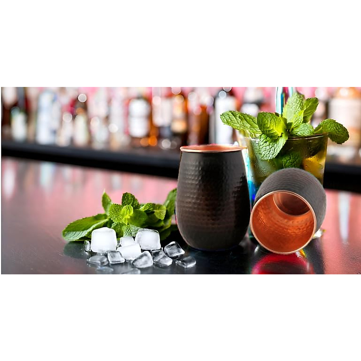 Staglife 20 Oz Black Matte Moscow Mule Pure Copper Tumbler Cups for Drinking Water, Genuine Copper Mugs for Moscow Mules, Hammered Real Solid Pure Copper Mug Cup, Gifts Set of 2, Large