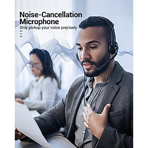 FEABASK USB Headset with Microphone for PC Laptop - Wired Computer Headphones with Noise Cancelling Microphone for Home Office Online Class Skype Zoom Meetings,in Line Mute Controls