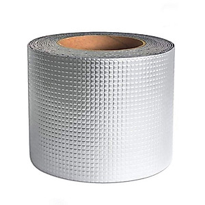 ROSEROSA Professional Waterproof Butyl Rubber Tape External Aluminium Foil Suitable for Roof Leak, Surface Crack, Window Sill Gap, Pipe Rupture, Boat Sealing, Etc (5cm X 5meter)