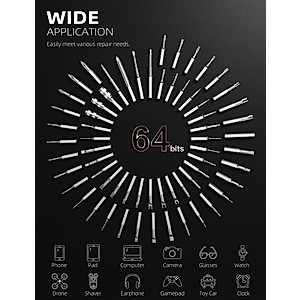 iFu Mini Electric Screwdriver, 90 in 1 Precision Screwdriver Set – Small Cordless Power Screwdriver with LED Light & 64 Magnetic Bits, Repair Tool for Phone Laptop Camera Watch Computer