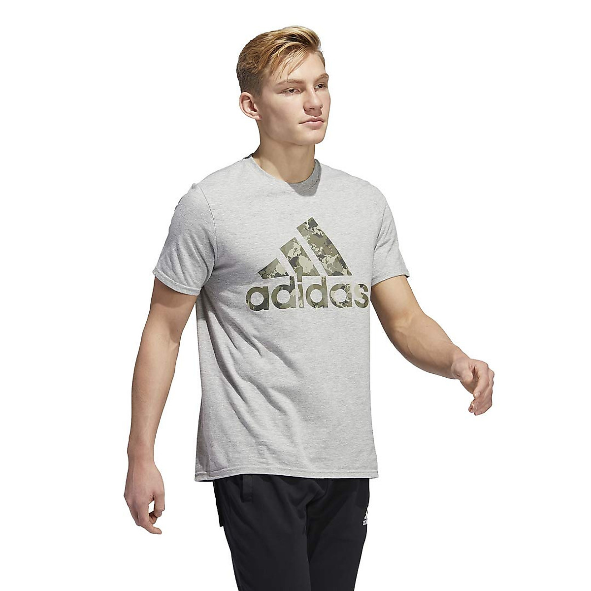 adidas mens Continental Camo Graphic Tee Medium Grey Heather Small