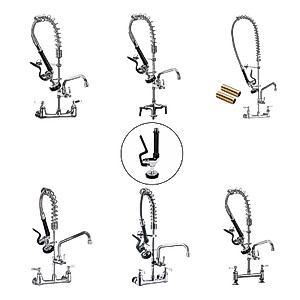 TCEUMIK Pre Rinse Spray Valve Commercial Sink Faucet Sprayer Head Dish Sprayer Nozzle with Handle Grip Assembly Replacement Kit of Restaurant Industrial Faucets 1.42 GPM High-Pressure Chrome Finished