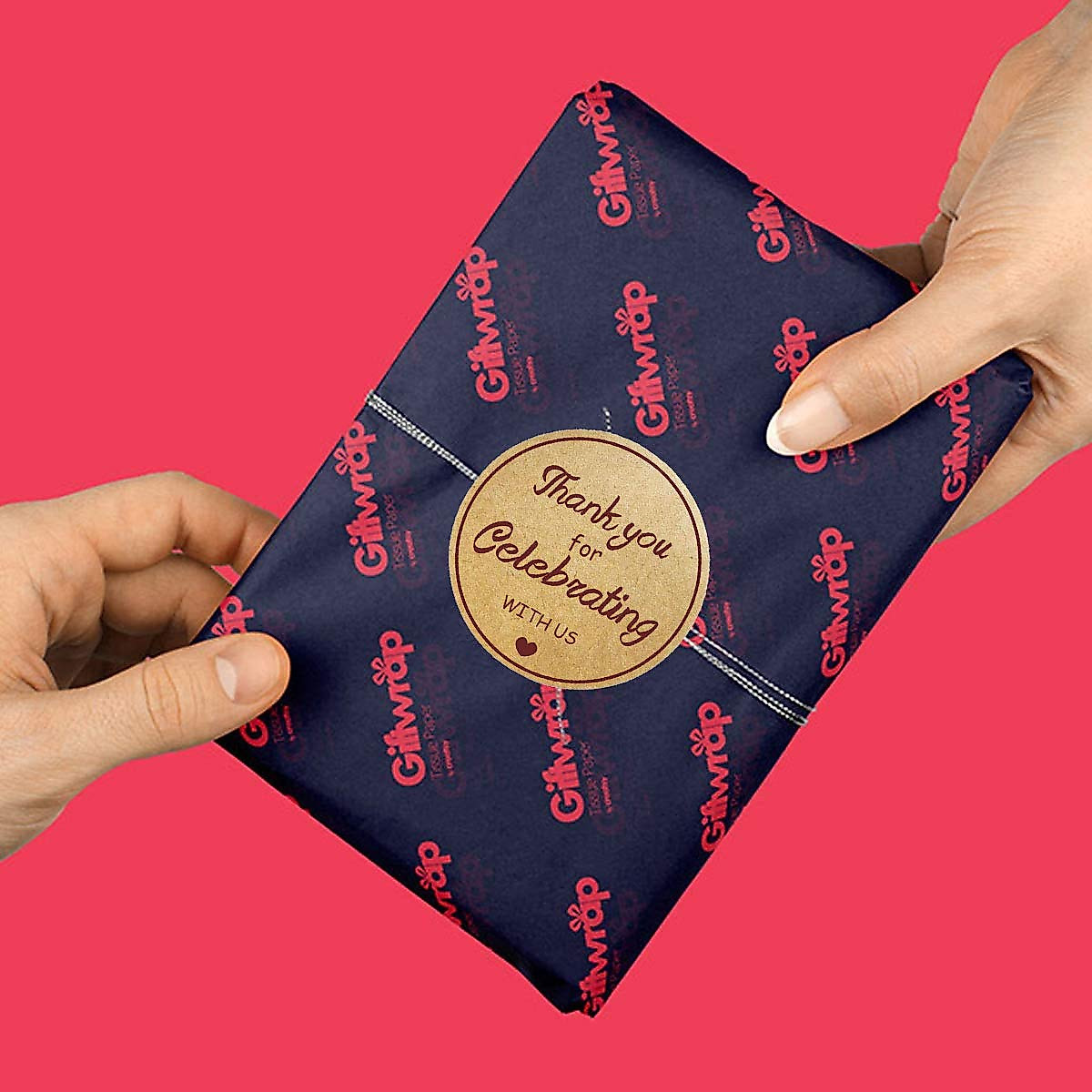 Thank You for Celebrating with Us Stickers,2 Inch Round Thank You Kraft Sticker Labels for Invitation Envelopes for Wedding, Baby Shower, Party Favor（500 pcs)