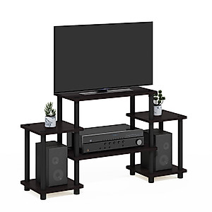 Furinno Turn-N-Tube No Tools Entertainment Center, Round, Square corner, Dark Walnut,11257DWN