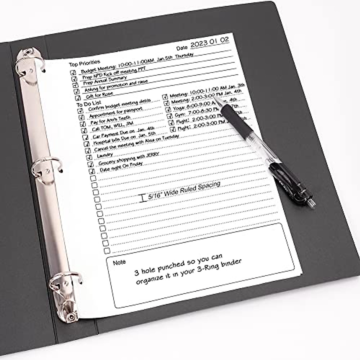 To Do List Notepad, Daily Task Planner with Checklist, 52 Sheets Tear Off Note Pad with 2023 Calendar, Work and Personal Organized, 8.5" X 11", A4 Size, 3 Hole Punched