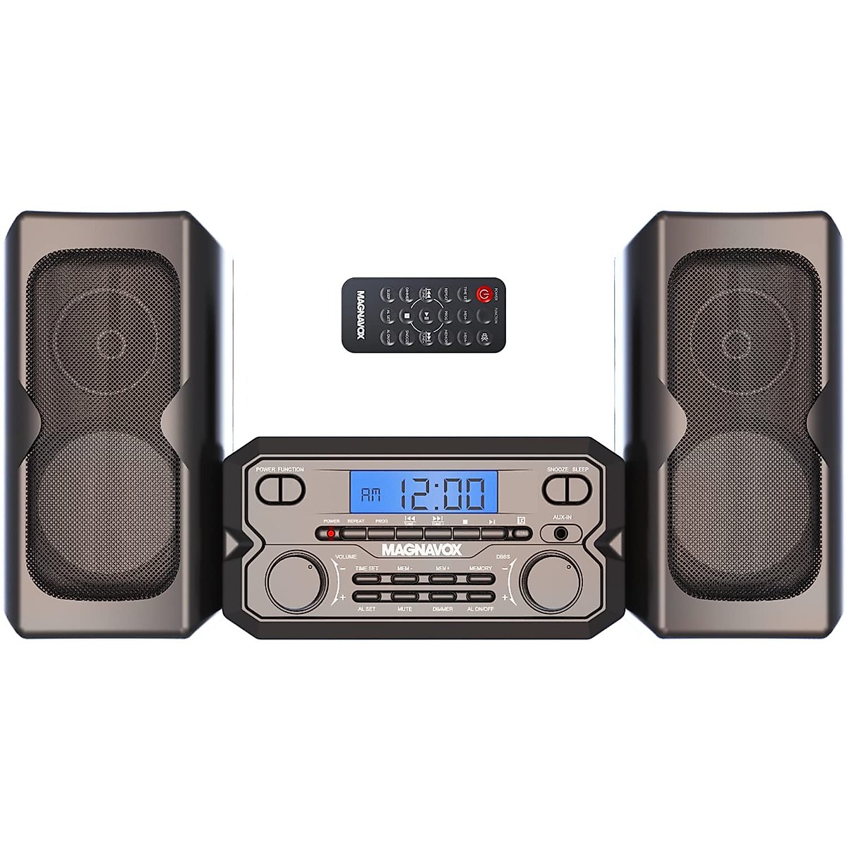 Magnavox MM435M-BK 3-Piece Compact CD Shelf System with Digital FM Stereo Radio, Bluetooth Wireless Technology, and Remote Control in Black | LCD Display | AUX Port Compatible | 2022 Version |