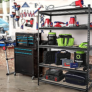 WORKPRO 5-Tier Metal Shelving Unit, 48”W x 24”D x 72”H, Heavy Duty Adjustable Storage Rack, 4000 lbs Load Capacity (Total), for Garage, Basement, Warehouse, Workshop