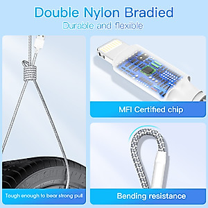 WXX 3Pack 6Ft Phone Charger Cable, [MFi Certified] Lightning Cable Nylon Braided iPhone Charger Cord Fast Charging&Syncing for iPhone 14/13/12/11Pro Max/11Pro/11/XS/Max/XR/X/8/8P/7 Gold