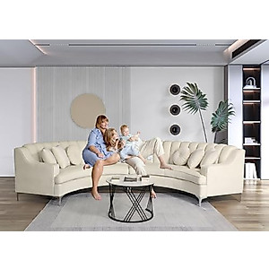 Legend Vansen Curved Sectional for Living Room Velvet Symmetrical Modular Sectional Sofa Couch