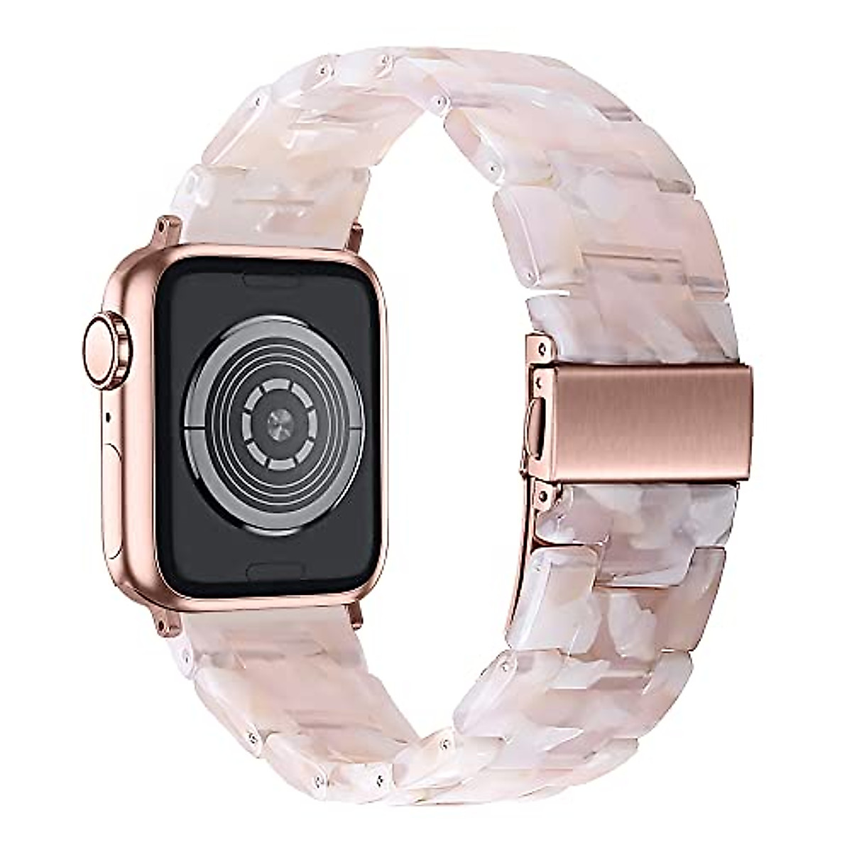 OCEBEEC Resin Bands Compatible with Apple Watch 38mm 40mm 41mm 42mm 44mm 45mm, Light Resin Strap Bracelet Replacement for iWatch SE Series 7/6/5/4/3/2/1 Women Men (Pink Flower, 38mm/40mm/41mm)