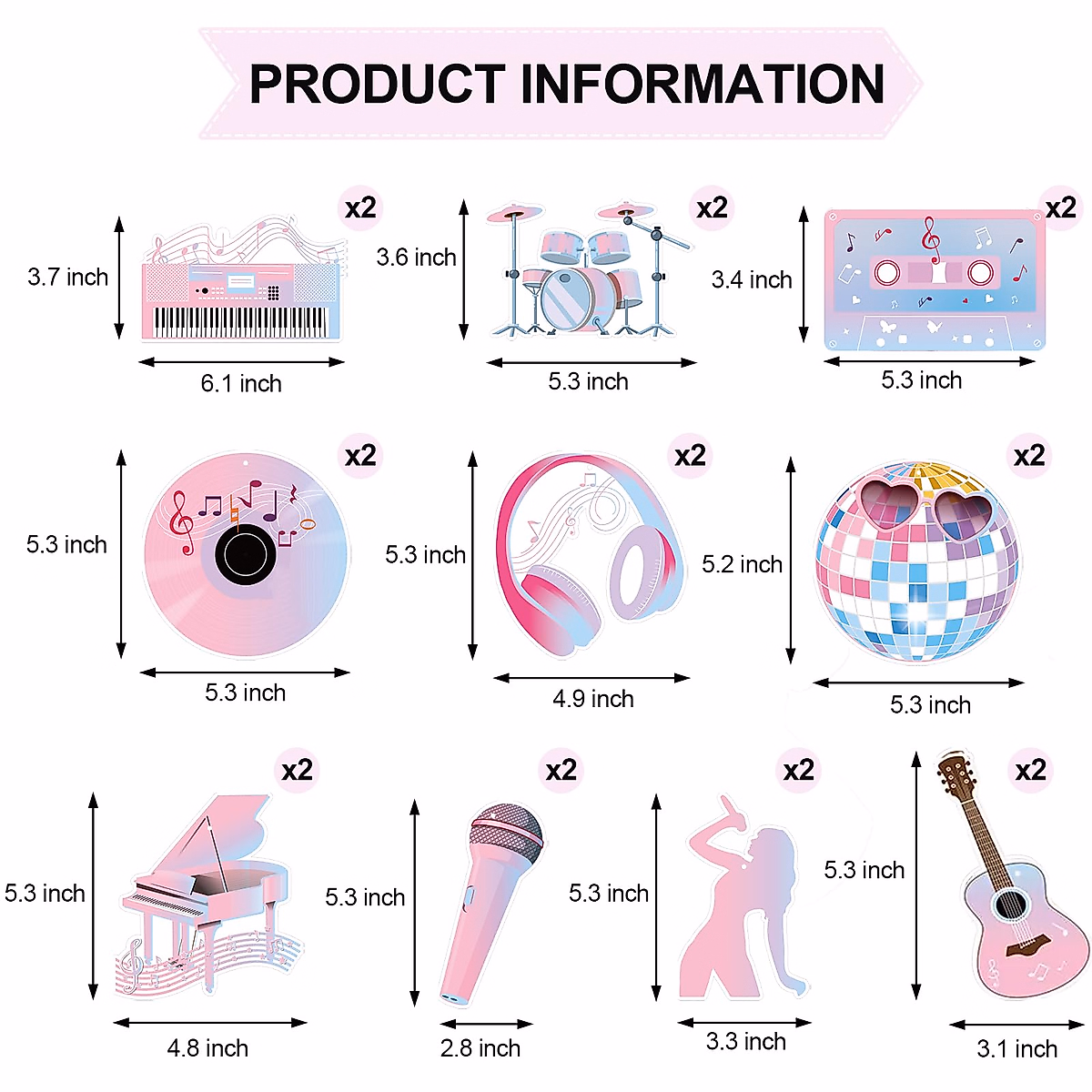 Popular Birthday Party Decorations Music Party Hanging Swirl Guitar Themed Party Decorations for Girls Birthday Fans Celebration Party Supplies