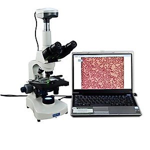 OMAX 40X-2000X LED Trinocular Compound Microscope with Reversed Nosepiece and 30 Degree Siedentopf Viewing Head and 5.0MP USB Camera