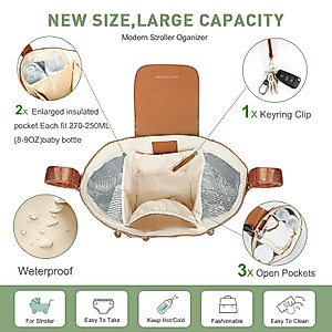 miss fong Diaper Bag Backpack, Baby Bag,Leather Diaper Bag Tote, Diaper Tote Bag Backpack with Changing Pad,with Stroller Organizer