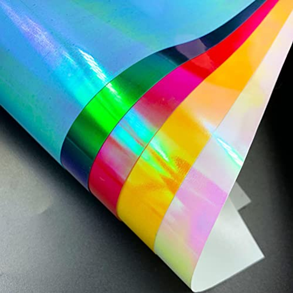 VILLCASE 5 Rolls Vinyl Lettering Film Vinyls Color Changing Vinyl Holographic Vinyl Glass Vinyl Film Transfer Tape for Vinyl Adhesive Vinyl White Vinyl Transfer Paper Five Colors The Pet