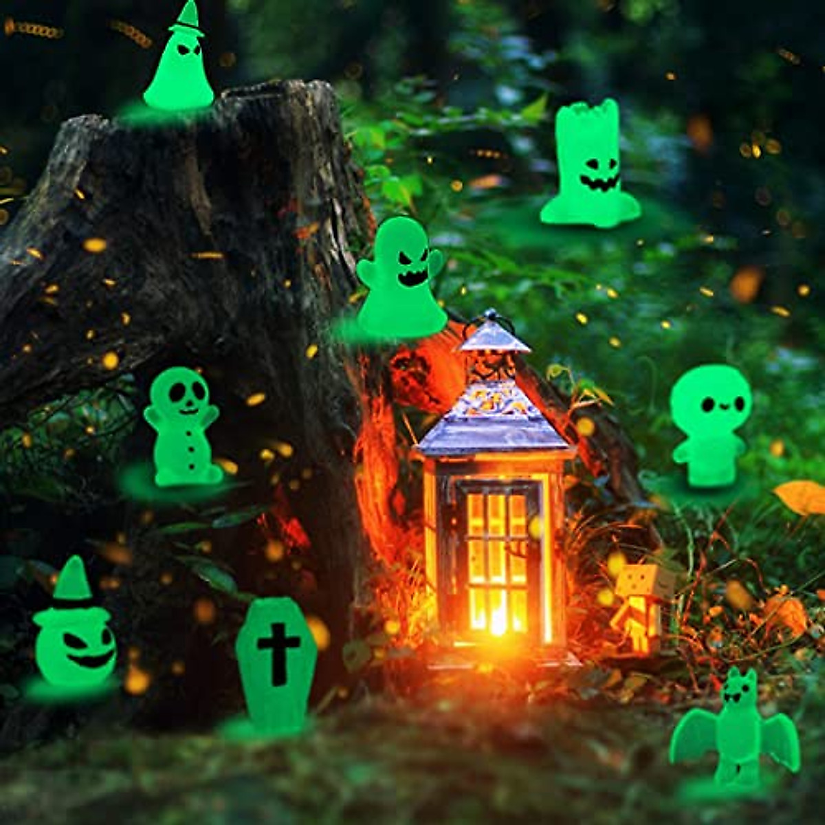 Luminous Ghost Tree Elves 18PCS Glow in Dark Statues Miniature Fairy Landscape Garden Decoration Outdoor Status Patio Lawn Yard Pot Kit and Home Ornament