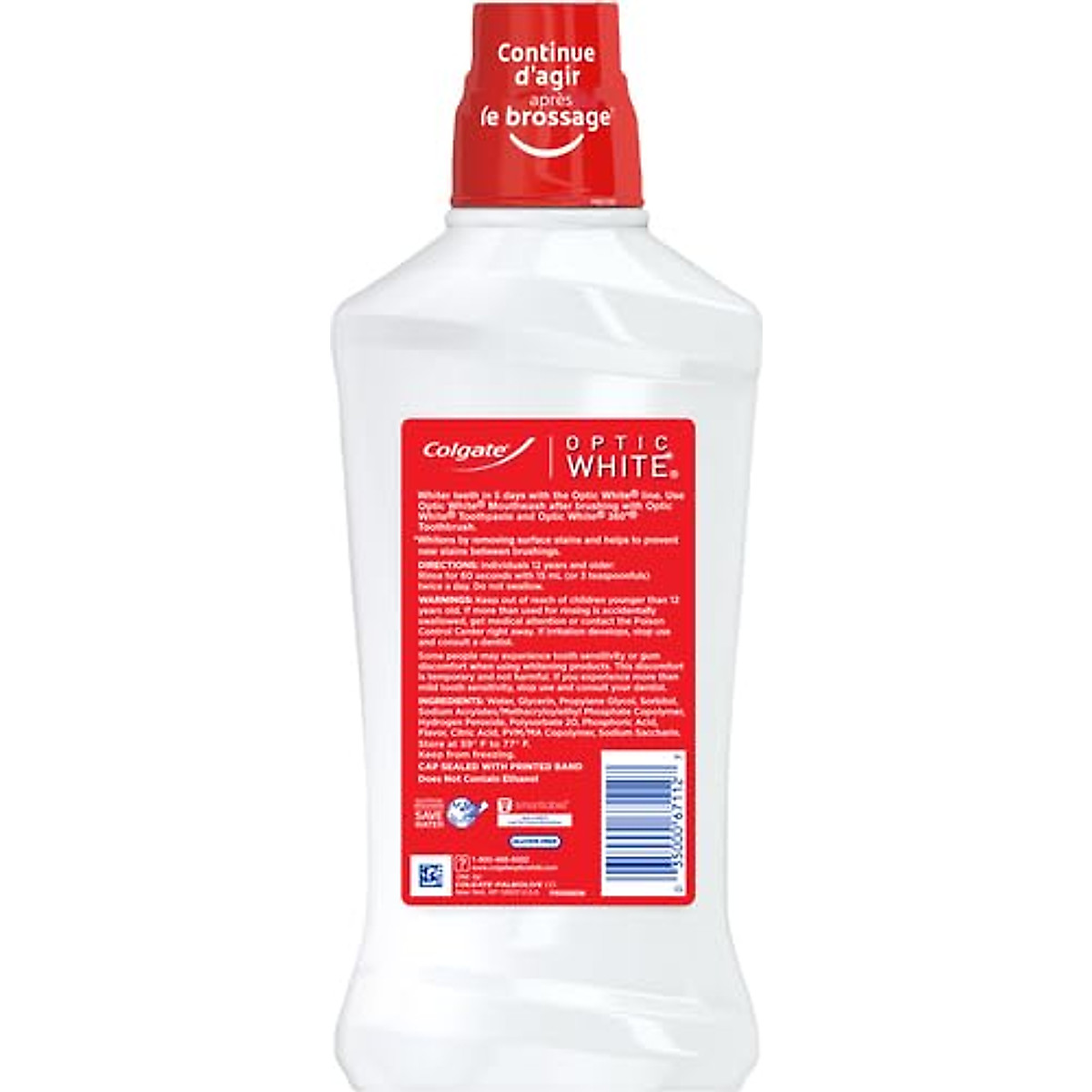 Colgate Optic White Whitening Mouthwash, Fresh Mint - 946mL, 32 fluid ounces