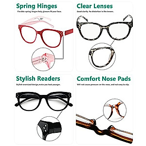 Eyekepper 4-packing Thick Sturdy Reading Glasses Women Stylish Large Readers