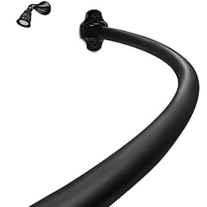 TENOVEL 12 pcs Black Double Sided Shower Curtain Hooks Black & Black Curved Shower Rod