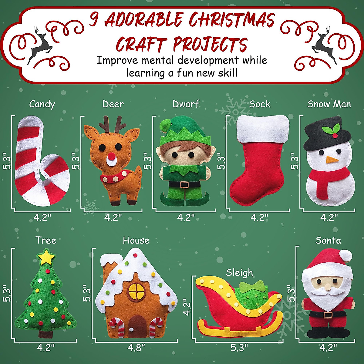 MOMOTOYS Sewing Kit for Kids, Fun & Educational Christmas Sew Craft Set for Boys and Girls Ages 8-12, Complete Beginner Sewing Kit with Felt Plushie for Creative DIY Projects