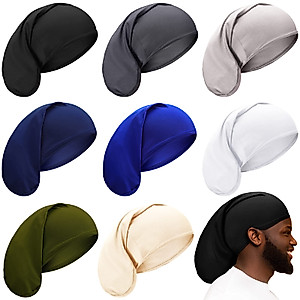 8 Pieces Unisex Dreadlock Cap Dreadlock Spandex Cap Long Hair Dreads Head Wrap Sleep Bonnet Full Cover for Men, 15 x 9 Inch (Assorted Color)