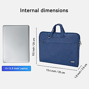 V Voova Laptop Bag 13-14 inch with Shoulder Strap & Handle, Waterproof Laptop Case Sleeve Compatible with 13-14” MacBook Air/MacBook Pro, Slim Briefcase Computer Cover for Men Women, Blue