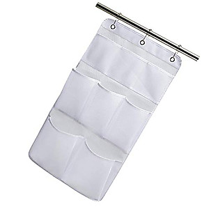 TOPBATHY Large Mesh Shower Caddy Quick Dry Hanging Bath Organizer with 4 Pockets,Hang on Shower Curtain Rod/Liner Hooks/Door for Bathroom Accessories,Space Saving